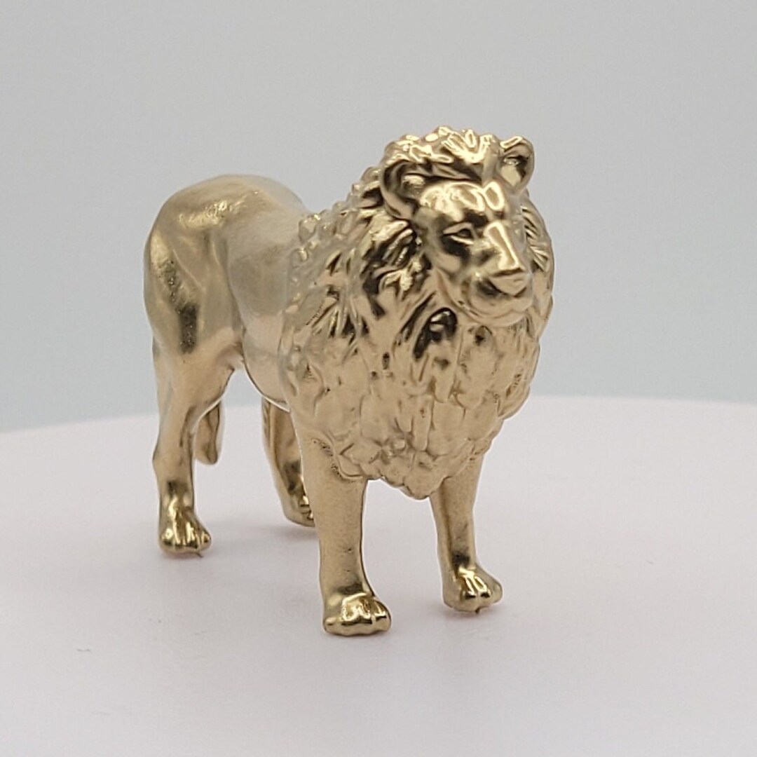 Lion Gold 3D Printed Miniature Mini Figure Figurine Gift Desk Cute Meme ...