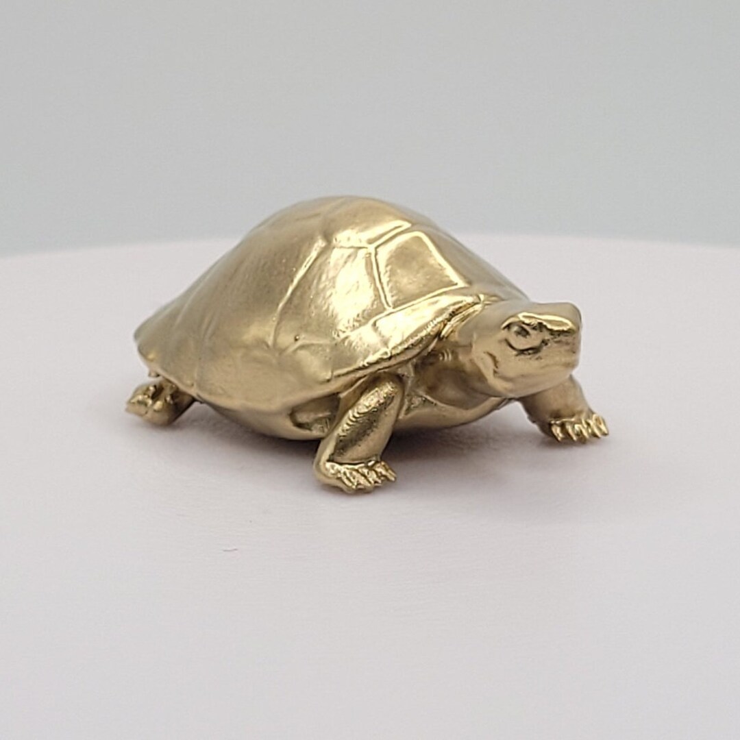 Turtle Gold 3D Printed Miniature Mini Figure Figurine Gift Desk Cute Meme Animal Collection ...
