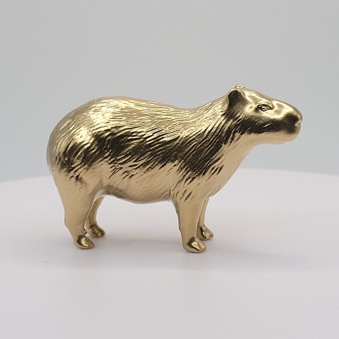 Capybara Gold 3D Printed Miniature Mini Figure Figurine Gift Desk Cute Meme Animal Collection ...