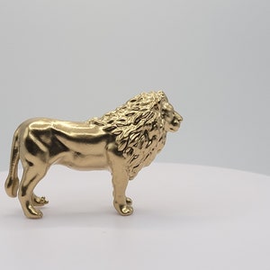 Lion Gold 3D Printed Miniature Mini Figure Figurine Gift Desk Cute Meme Animal Collection ...