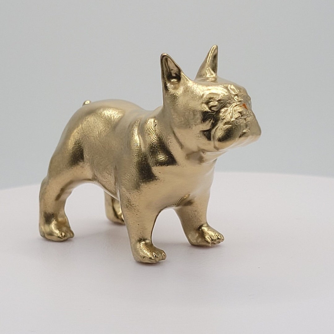 French Bulldog Gold 3D Printed Miniature Dog Puppy Pup Frenchie Frenchy ...