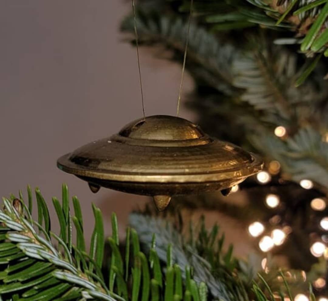 UFO Ornament Gold Painted 3D Printed UAP Alien Aliens Miniature Mini ...