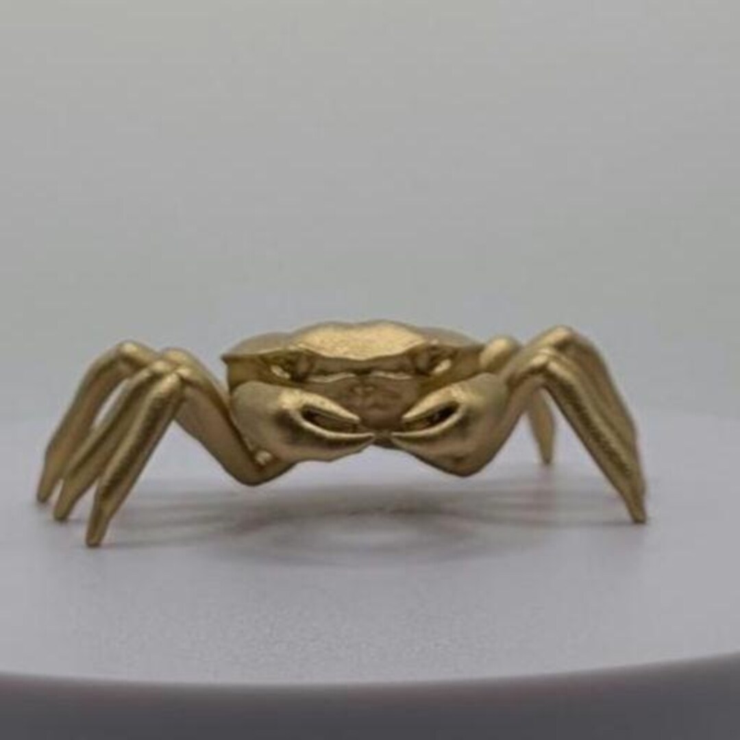 Gold Crab Miniature Figurine 3D Printed Decor Unique Gift Decoration ...