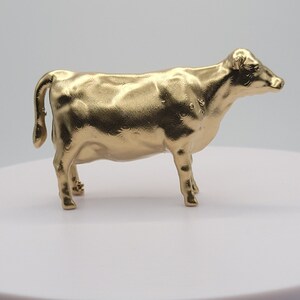 Cow Gold 3D Printed Miniature Mini Figure Figurine Gift Desk Cute Meme Animal Collection ...