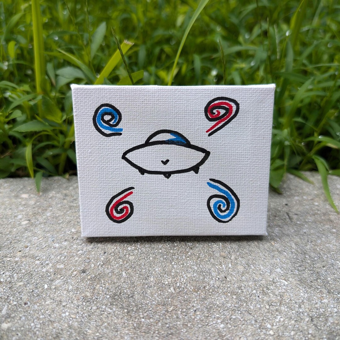 UFO Mini Canvas Painting UAP Alien Miniature Art - Etsy