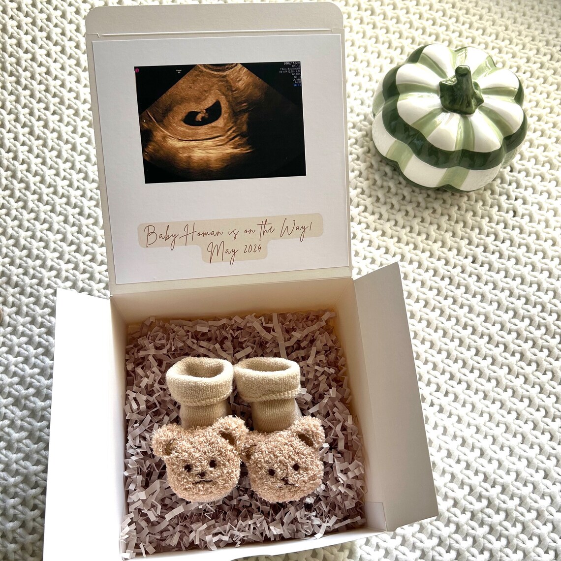 Ultrasound Baby Reveal Box Teddy Bear Baby Socks Neutral - Etsy