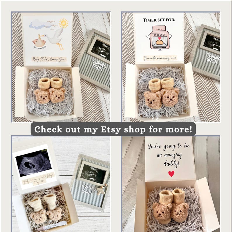 Grandparents Pregnancy Announcement Box | Baby Bear Booties ...