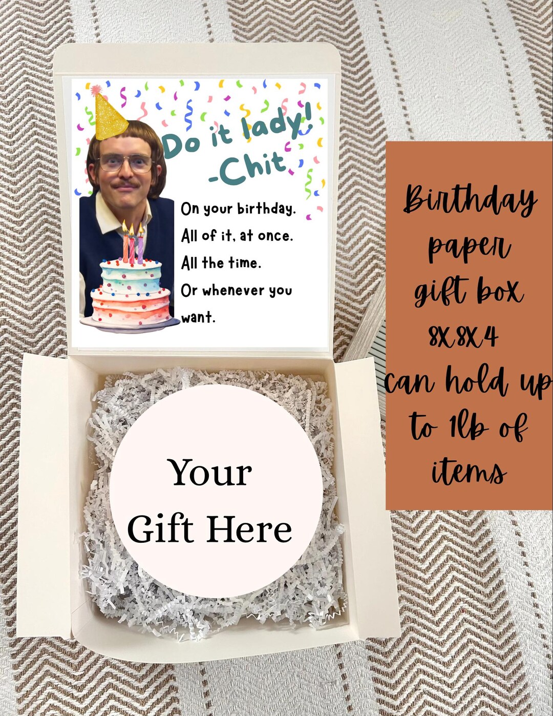 Funny "do It Lady" Birthday Gift Box - Chit Inspired 8x8x4 Paper Box - Etsy