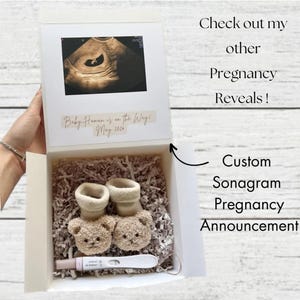 Ultrasound Baby Reveal Box - Teddy Bear Baby Socks - Neutral Pregnancy ...