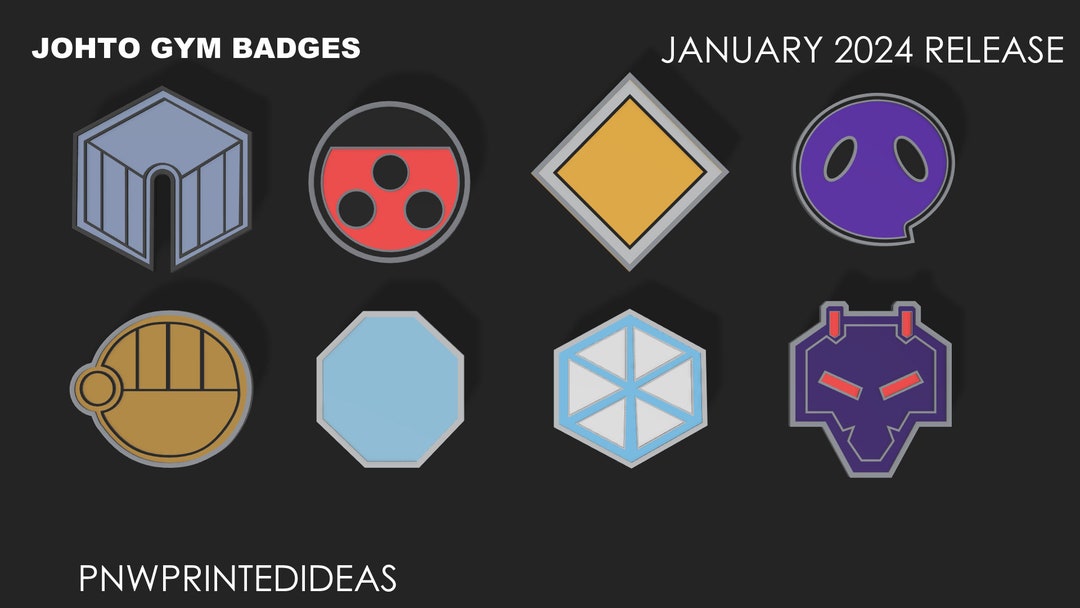 Themed Full Scale Johto Gym Badge Prints - Etsy