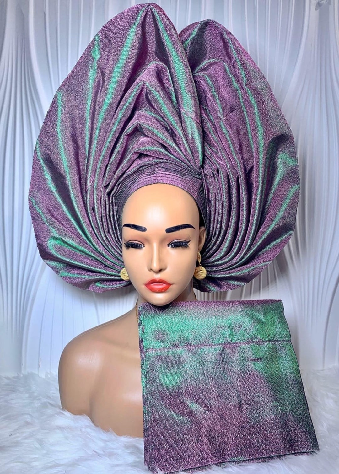 Aso Oke Auto Gele Fan for Women. Ready to Wear Head Wrap. - Etsy