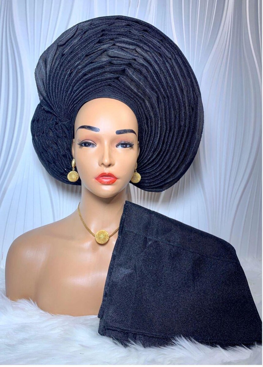 Round Fan Auto Gele, Ready to Wear and Party Ready - Etsy