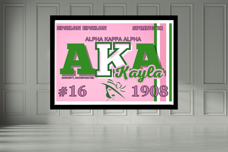 Large Personalized Alpha Kappa Alpha Inspired Wall Art Poster, Black ...