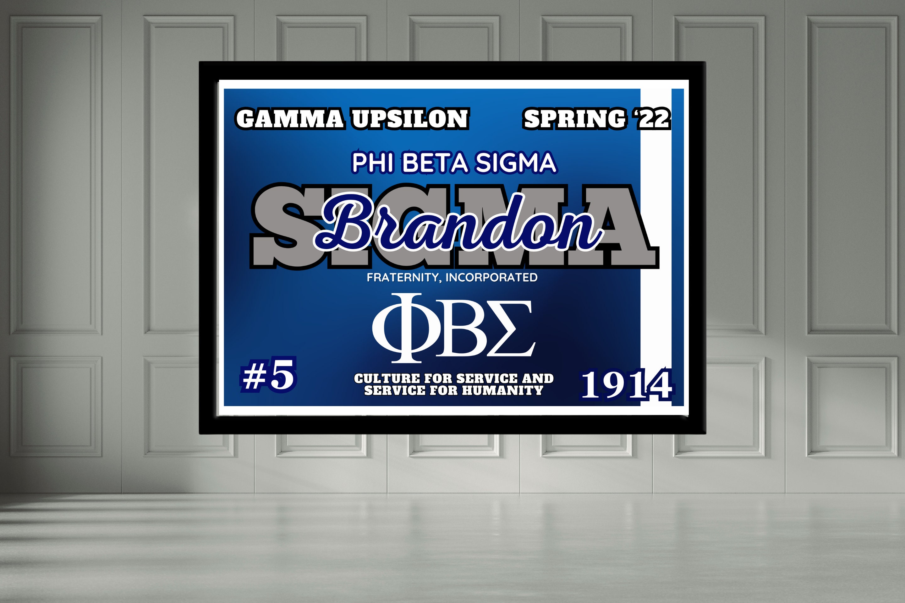 Large Beautiful Personalized Phi Beta Sigma Inspired Wall Art, Black ...