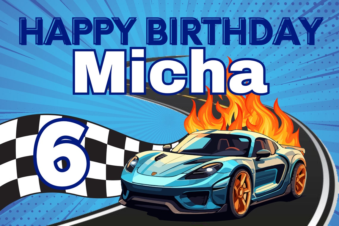 Blue Cars Birthday Poster, Cars Birthday Banner, Boys Birthday Banner ...