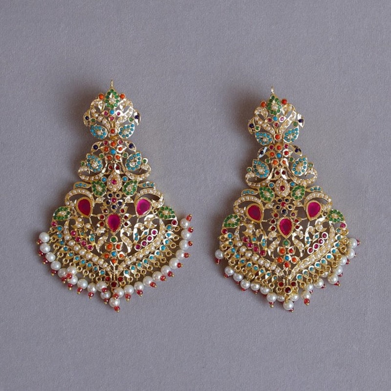 Navratan Earrings - Etsy