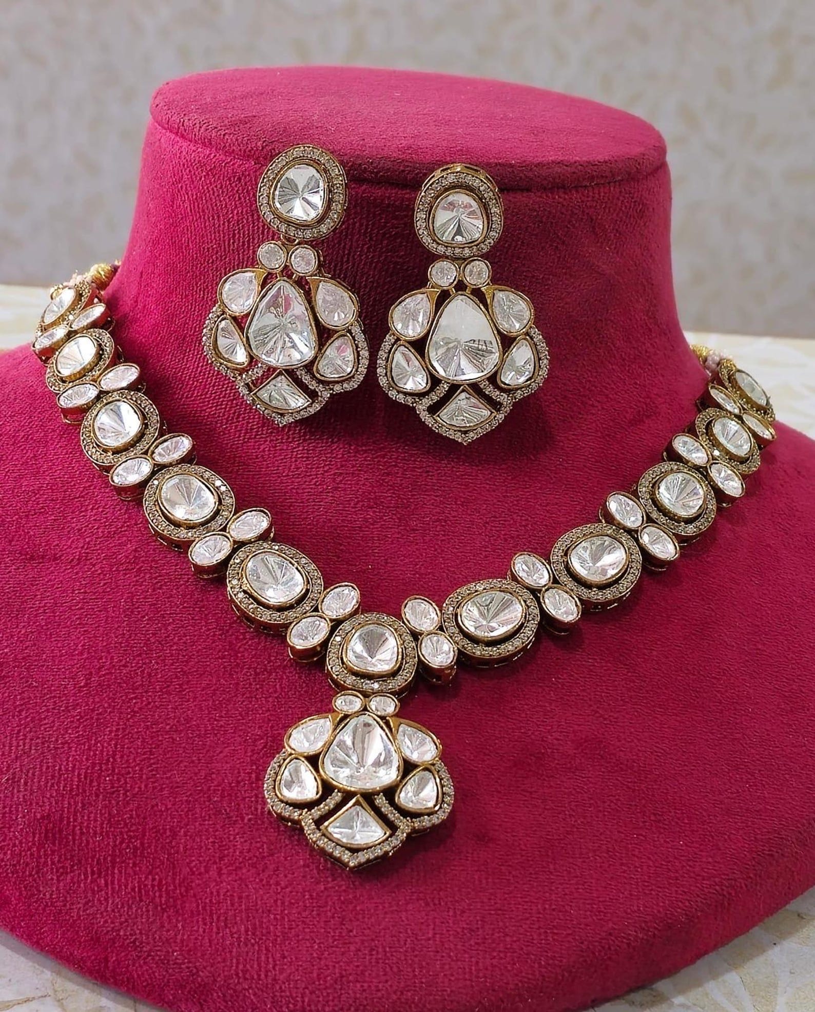 Sabyasachi Inspired Gold Tone Finish Moissanite Uncut Polki Kundan ...