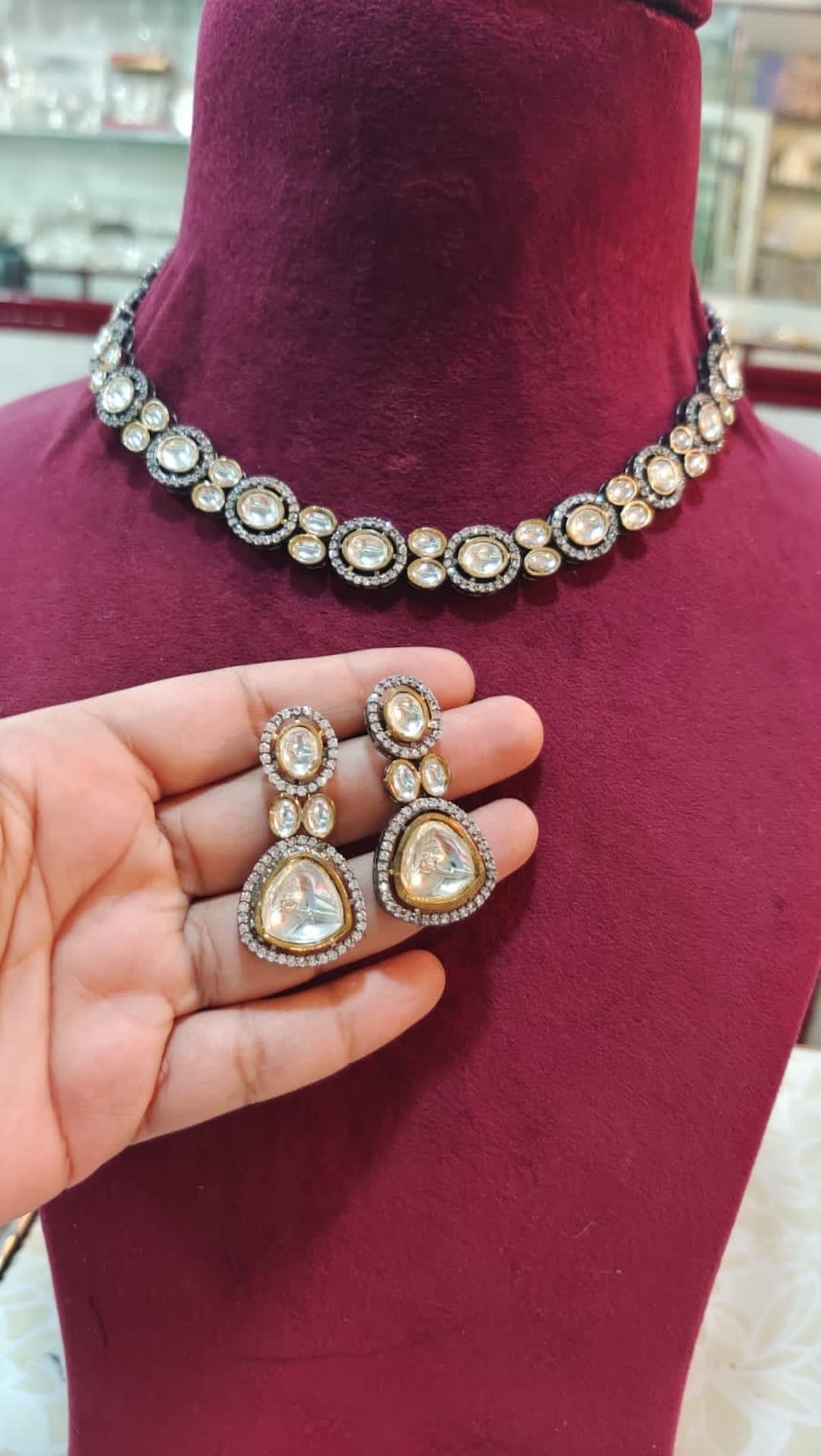 Sabyasachi Inspired Victorian Dual Tone Finish Uncut Polki Kundan ...