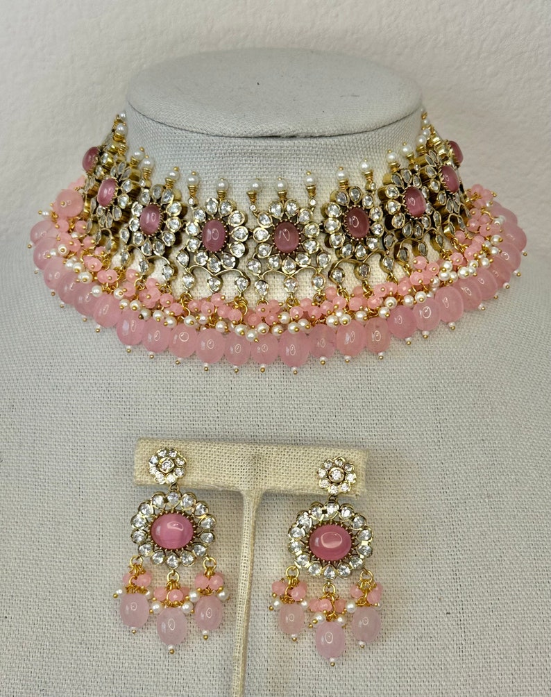 Sabyasachi Inspired Dual Tone Finish Choker Necklace Set With - Etsy