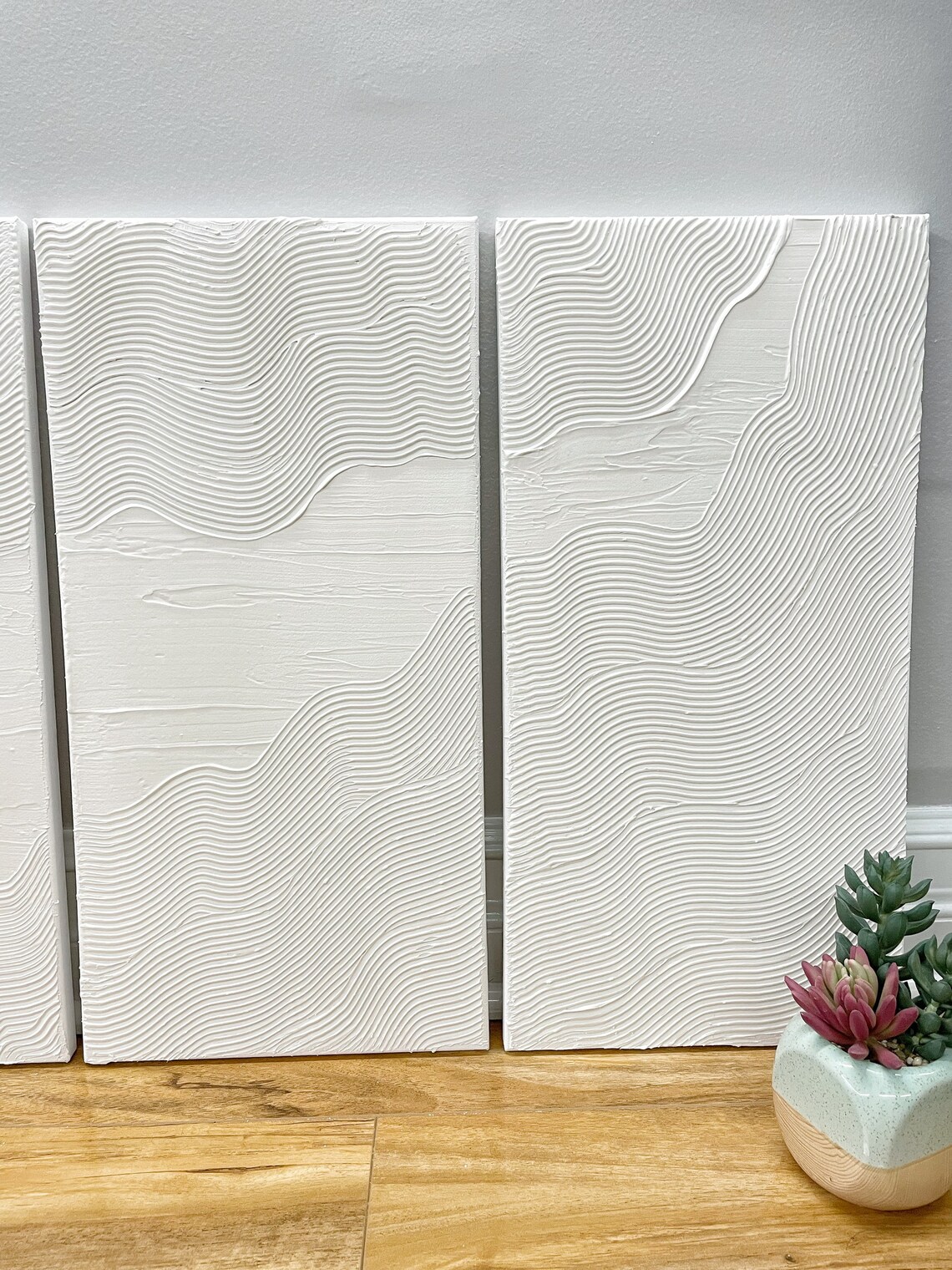 WAVES Set of 4 Textured Plaster Wall Art Minimalist Art - Etsy