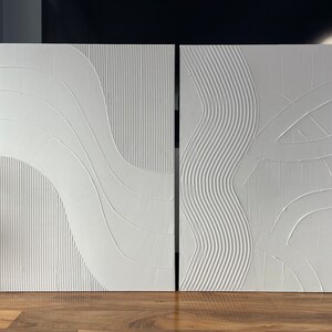 WAVY COLLECTION 30x40 Textured Plaster Wall Art Minimalist Art White ...