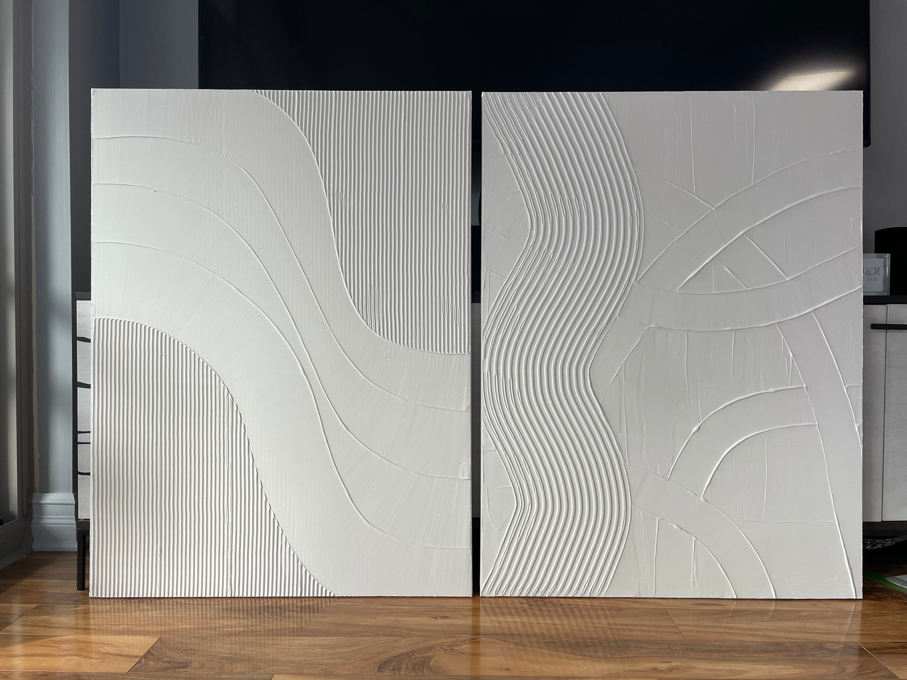 WAVY COLLECTION 30”x40” | Textured Plaster Wall Art | Minimalist Art ...