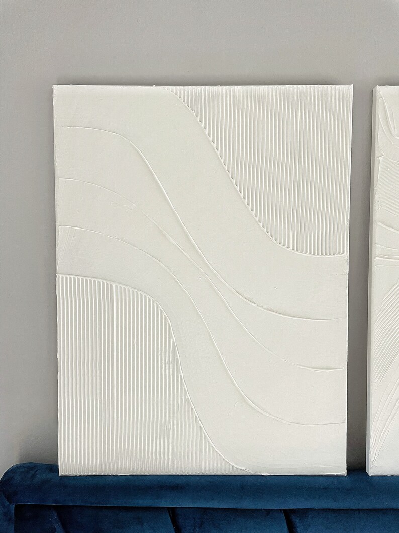 WAVY TRIO Extra Large Textured Plaster Wall Art - Etsy