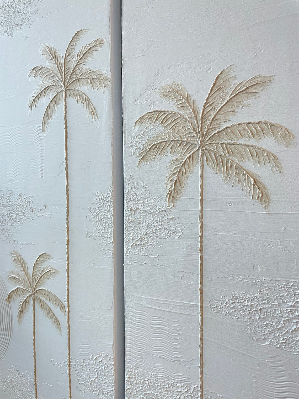 PALMS | Xx-large | Set of 2 | Textured Plaster Wall Art | Minimalist ...