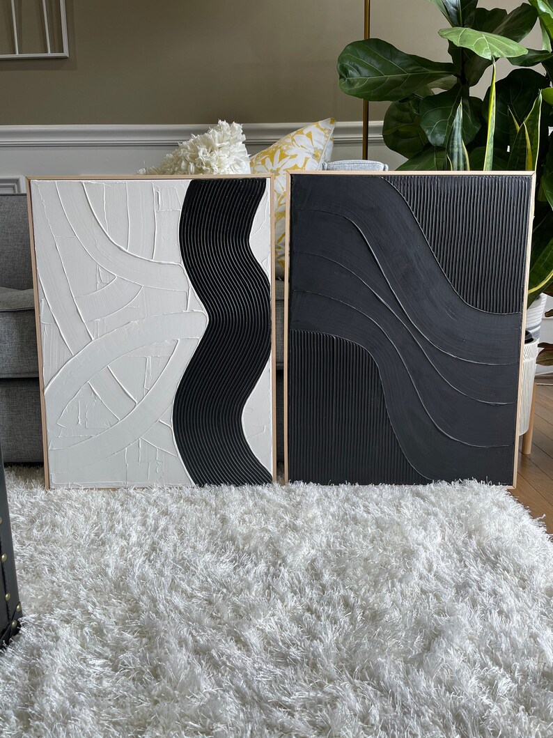 WAVY DUO Extra Large Textured Plaster Wall Art - Etsy