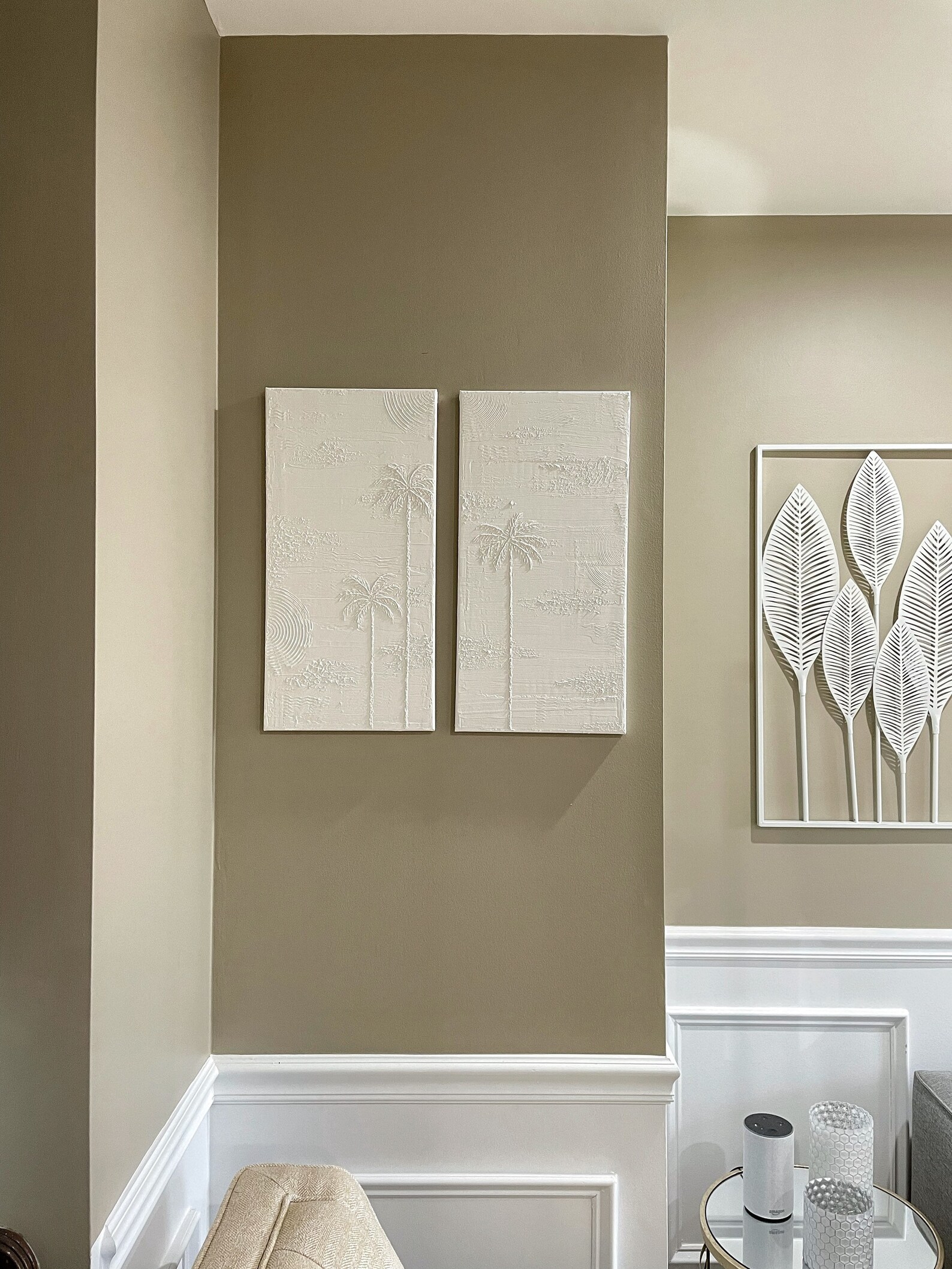 PALMS Set of 2 Textured Plaster Wall Art Minimalist Art White Textured ...