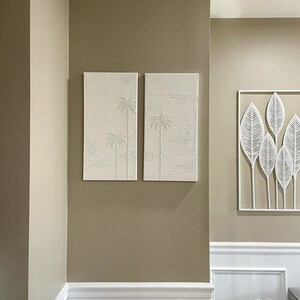 PALMS Set of 2 Textured Plaster Wall Art Minimalist Art White Textured ...