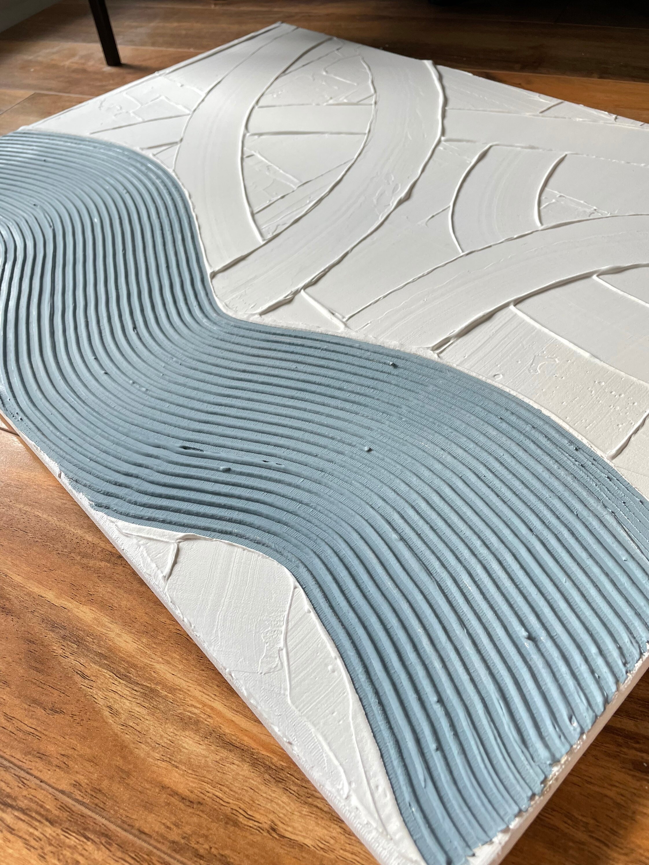 WAVY DUO Xx-large Textured Plaster Wall Art Minimalist - Etsy