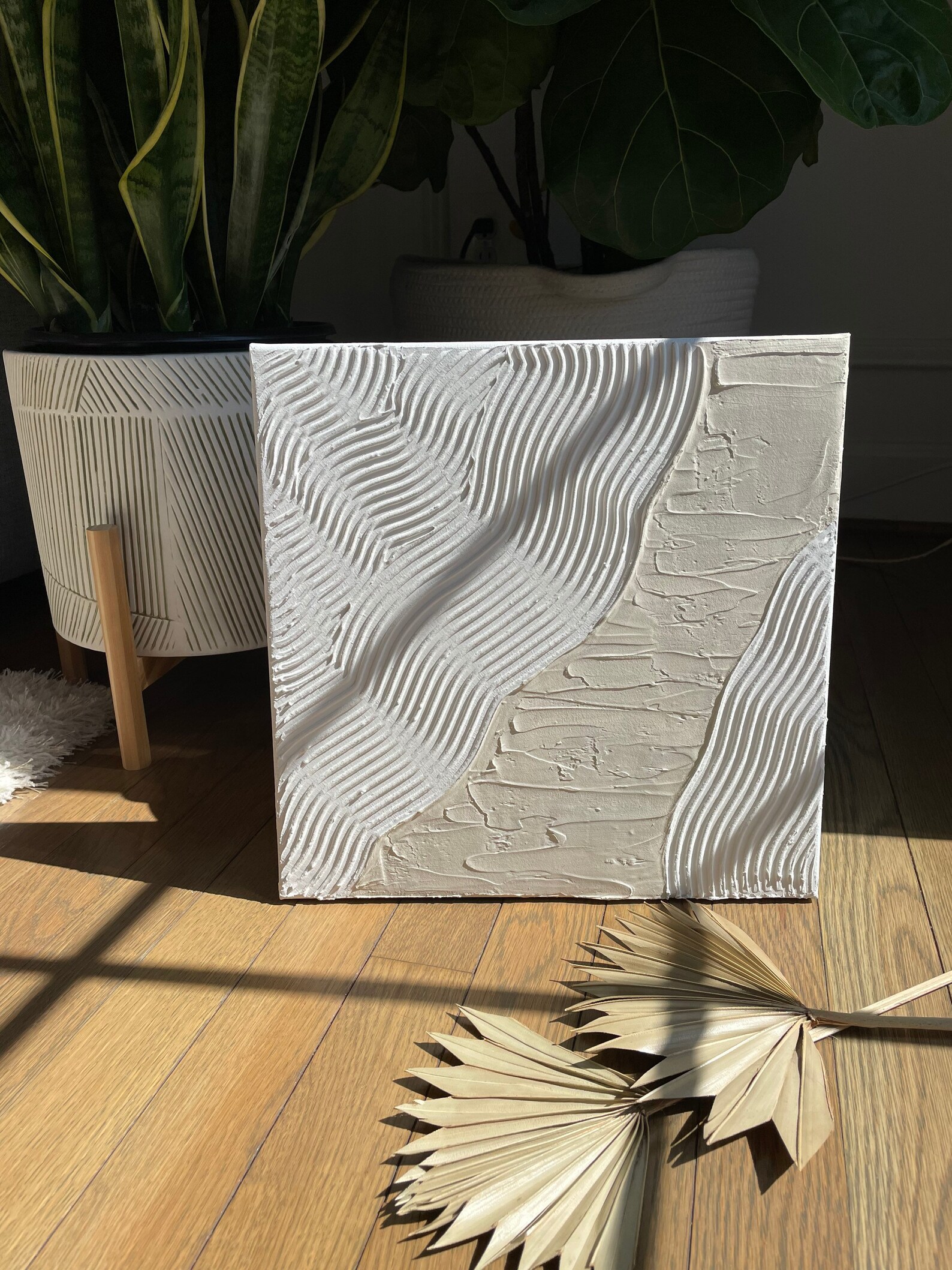 WAVES 12x12 Textured Plaster Wall Art Minimalist Art - Etsy