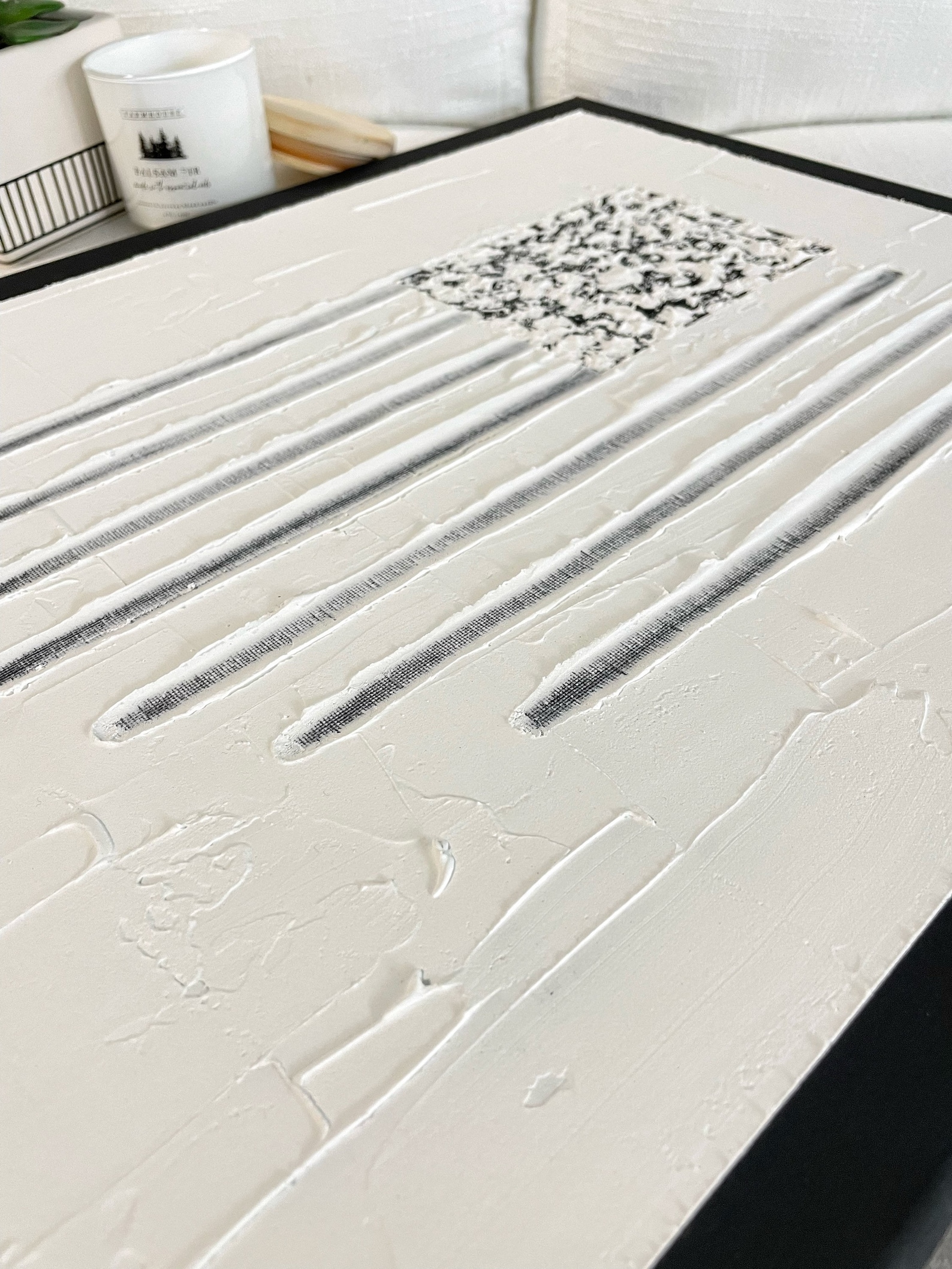 American Flag Large Textured Plaster Wall Art Minimalist | Etsy