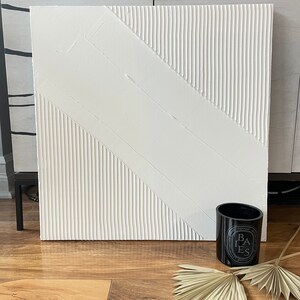 LINEAR 20x20 Textured Plaster Wall Art Minimalist Art White Textured ...