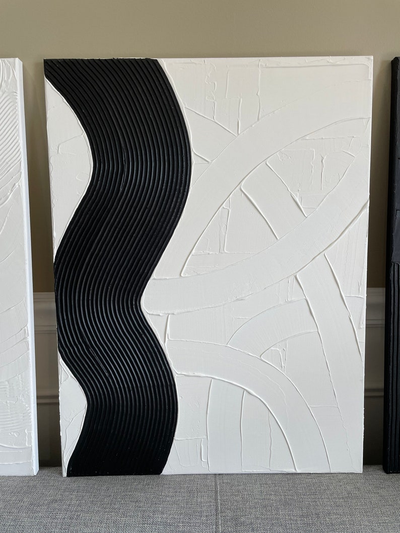 WAVY TRIO Extra Large Textured Plaster Wall Art - Etsy