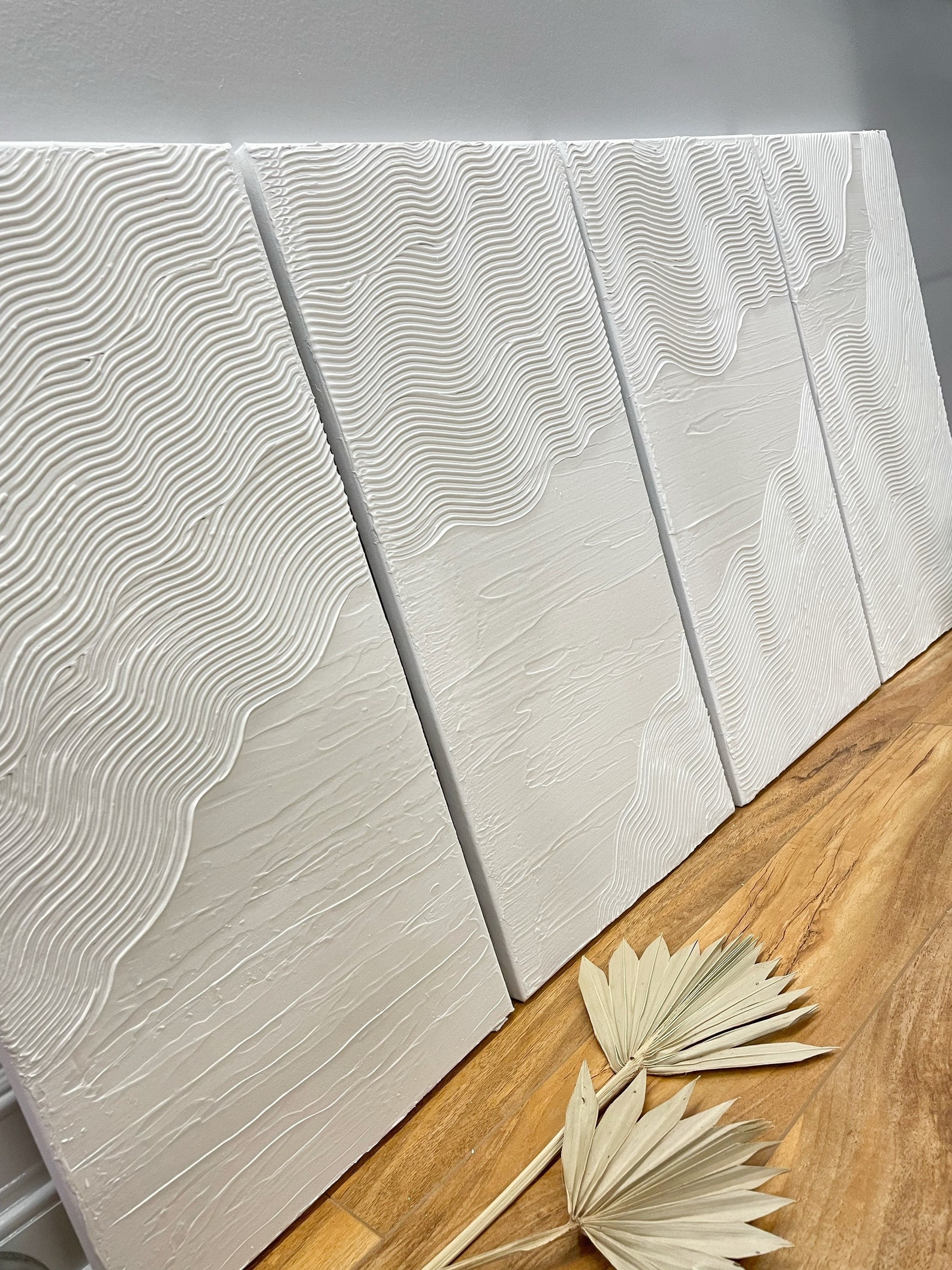 WAVES | Set of 4 | Textured Plaster Wall Art | Minimalist Art | White ...