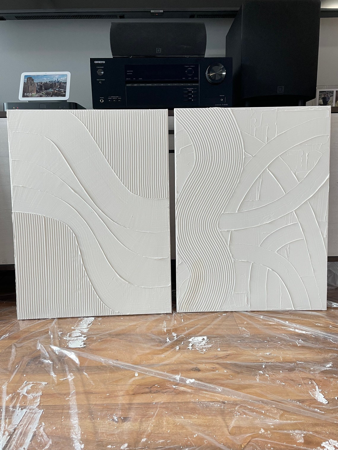 WAVY DUO Extra Large Textured Plaster Wall Art - Etsy