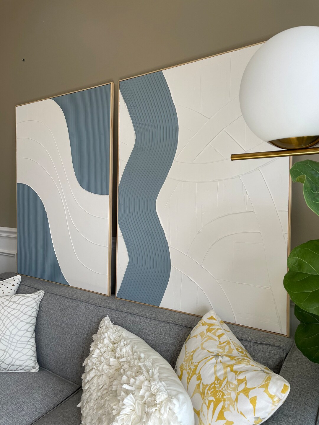 WAVY COLLECTION 30x40 Textured Plaster Wall Art Minimalist Art White ...