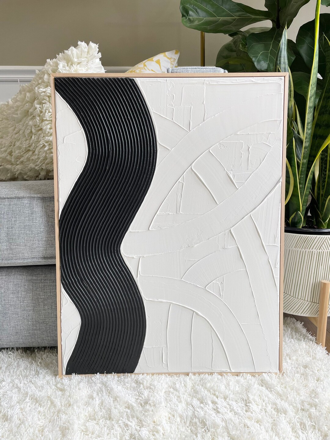 WAVY II | Xx-large | Textured Plaster Wall Art | Minimalist Art | White ...