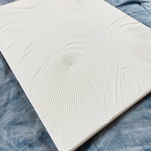 WAVY TRIO Extra Large Textured Plaster Wall Art Minimalist Art White ...