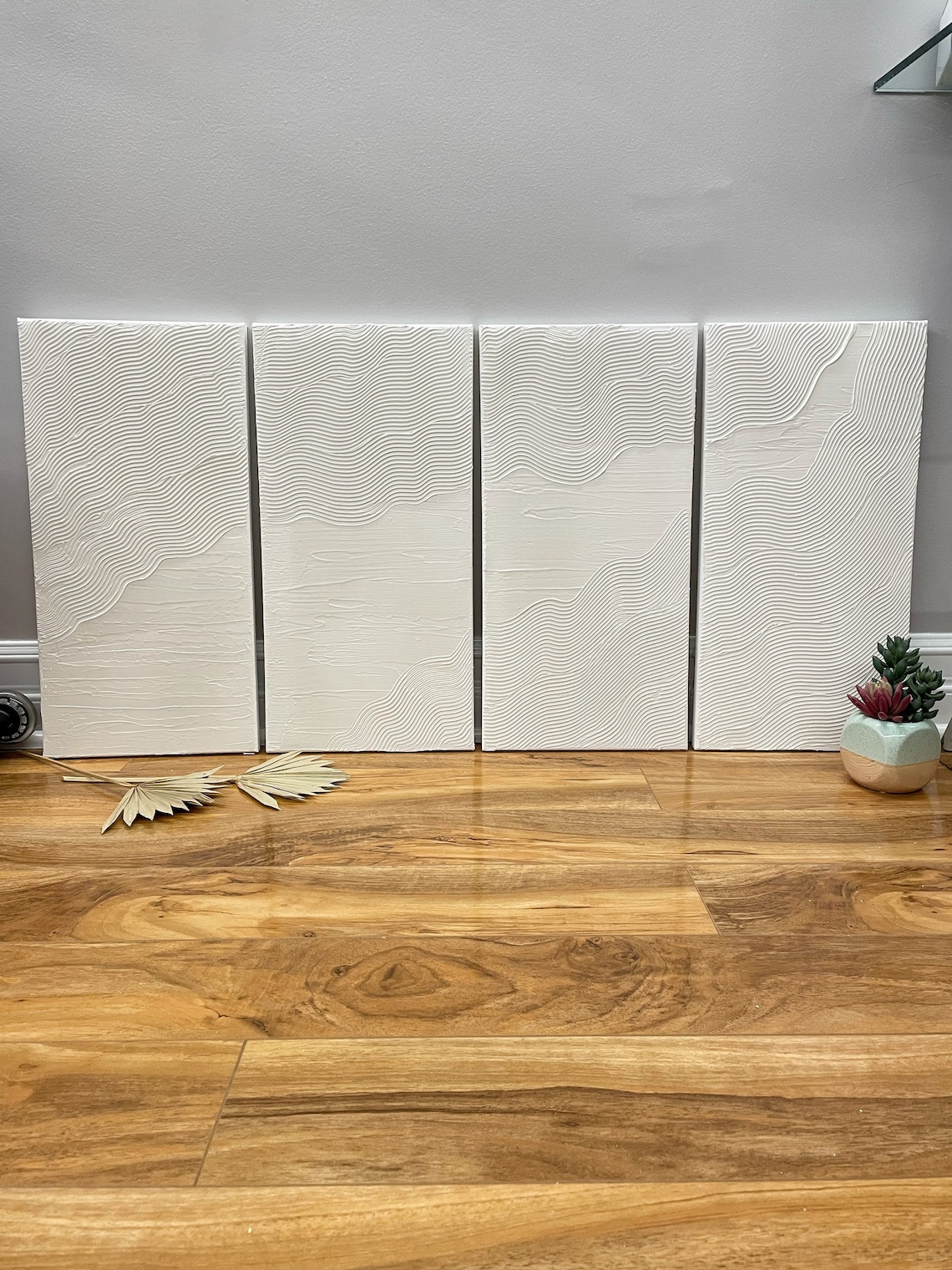 WAVES Set of 4 Textured Plaster Wall Art Minimalist Art - Etsy