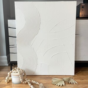 WAVY II Xx-large Textured Plaster Wall Art Minimalist Art White ...