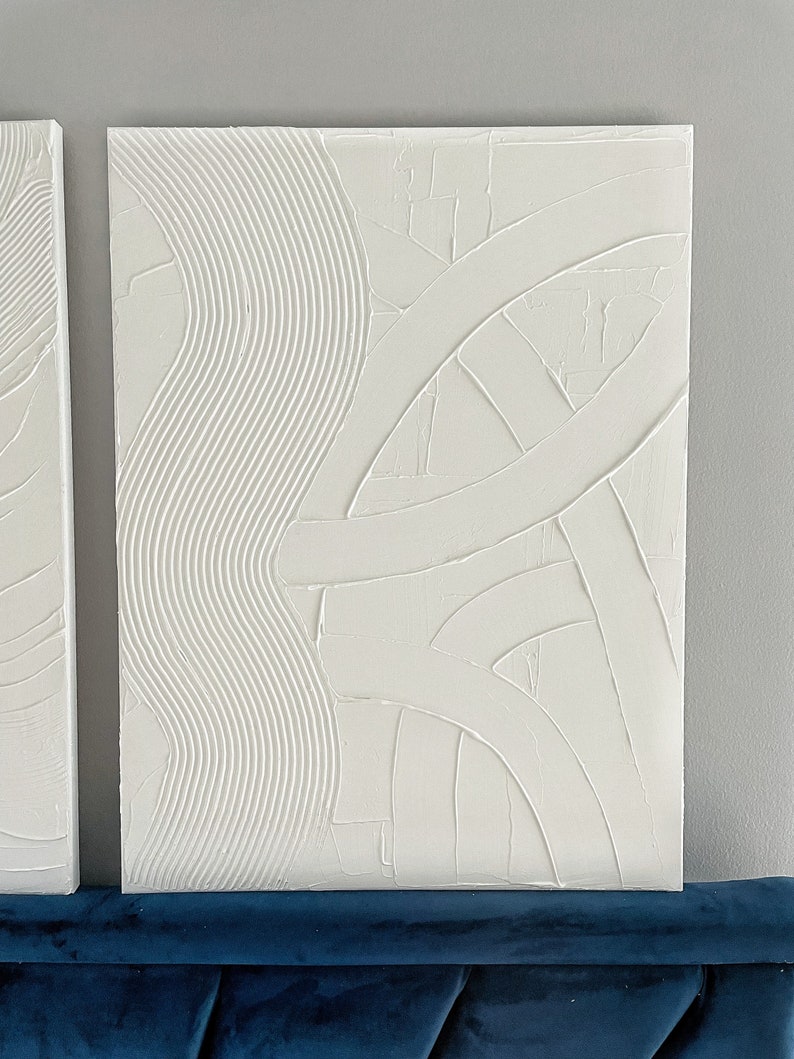 WAVY TRIO Extra Large Textured Plaster Wall Art - Etsy