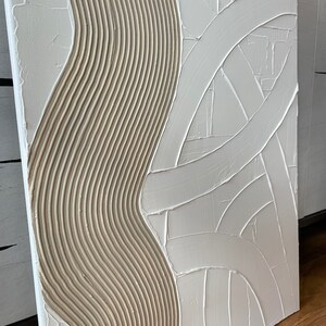 WAVY DUO Extra Large Textured Plaster Wall Art Minimalist Art White ...