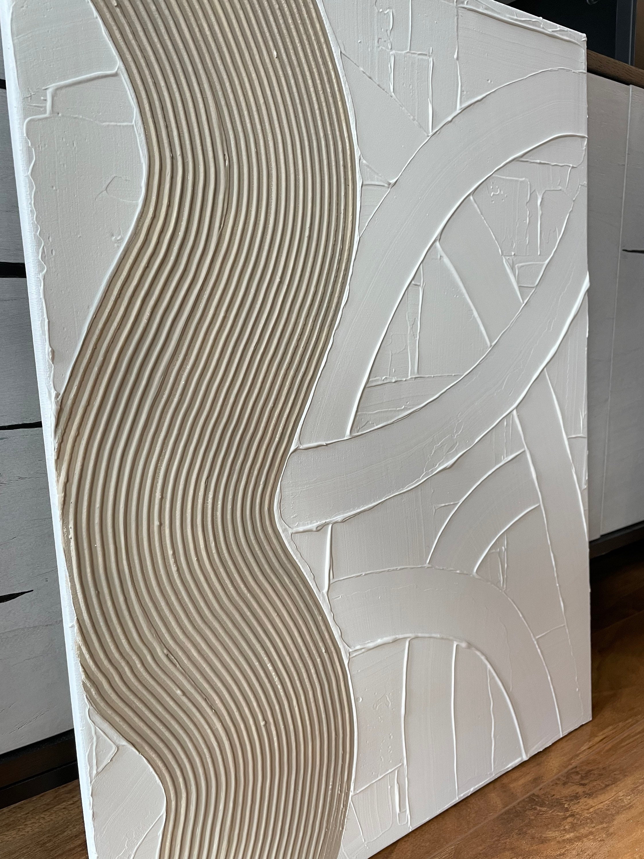 WAVY DUO Xx-large Textured Plaster Wall Art Minimalist | Etsy