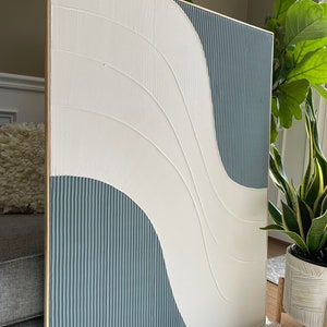 WAVY COLLECTION 30x40 Textured Plaster Wall Art Minimalist Art White ...