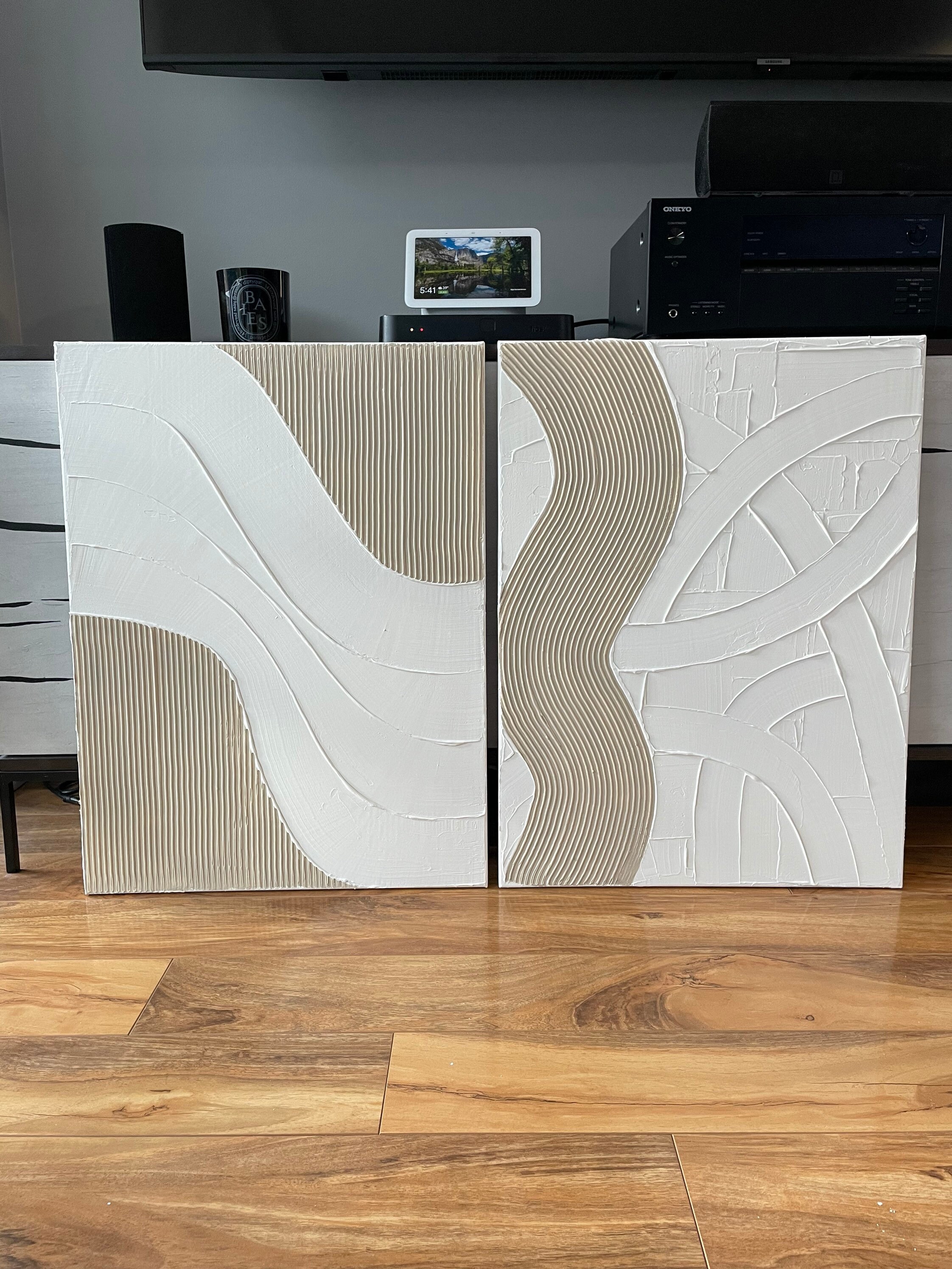 WAVY DUO Xx-large Textured Plaster Wall Art Minimalist - Etsy