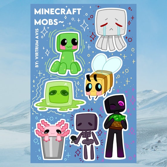 Cute Minecraft Mobs 4x6 Sticker Sheet | Etsy