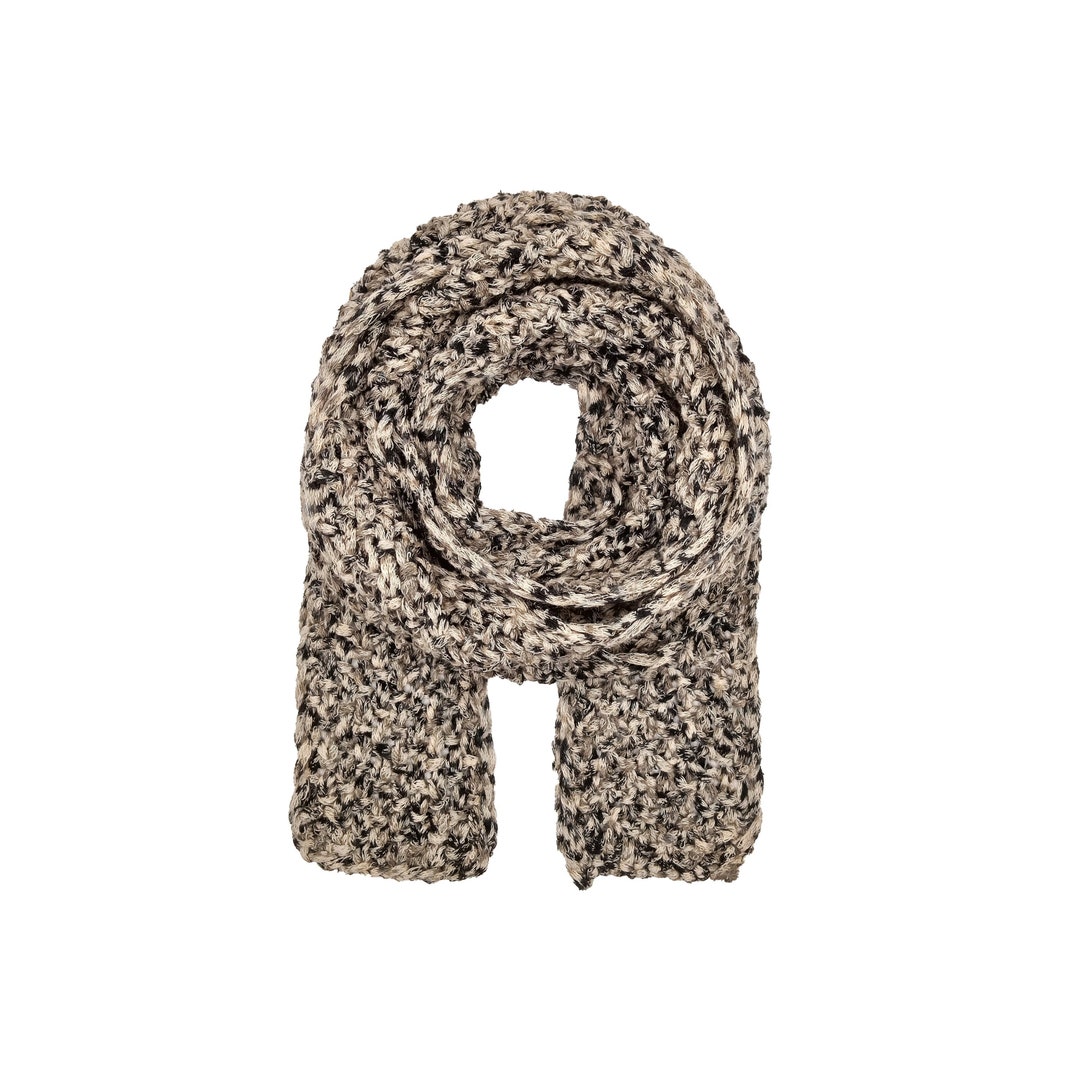 Skinny Scarf, Hand Knitted, 100% Cotton | Cream, Gray & Black | Unisex ...